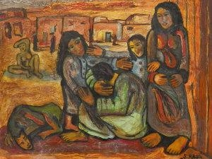 Samir Rafi | Group of figures in a village | MutualArt