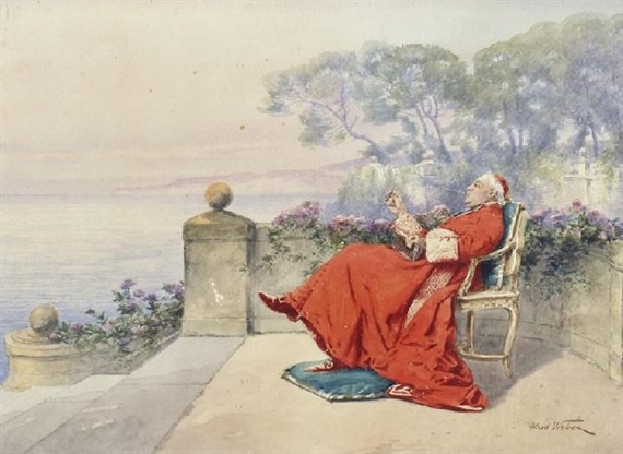 Alfred Weber | Cardinal Smoking | MutualArt