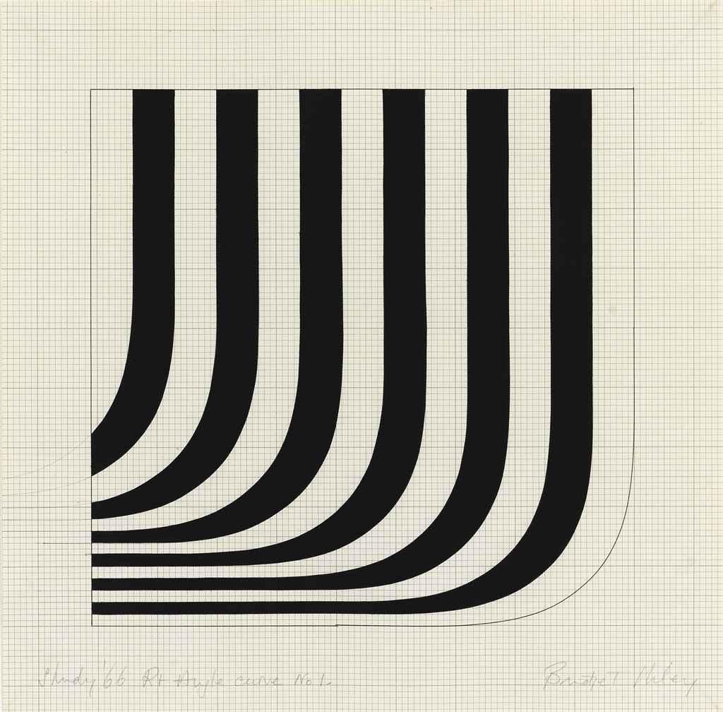 Bridget Riley | Study'66 R+Angle Curve No 1 (1966) | MutualArt