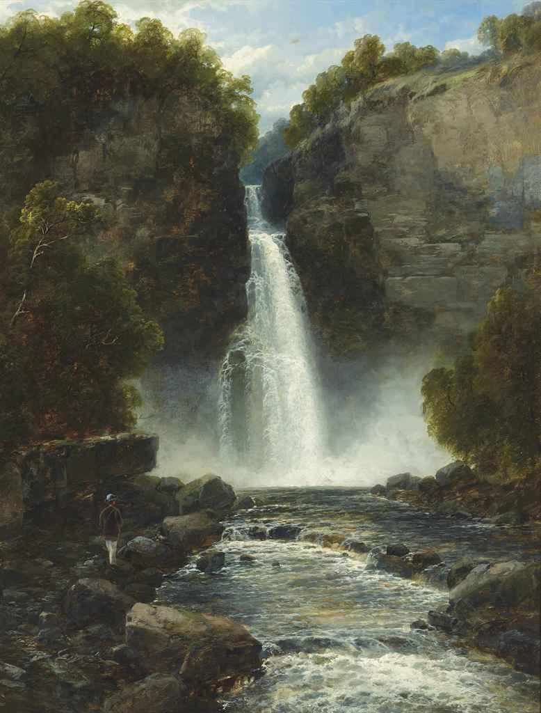 John Brandon Smith | An angler before a waterfall | MutualArt