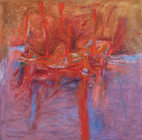 John Graham Coughtry | INTERIOR WITH RECLINING FIGURE (1957) | MutualArt