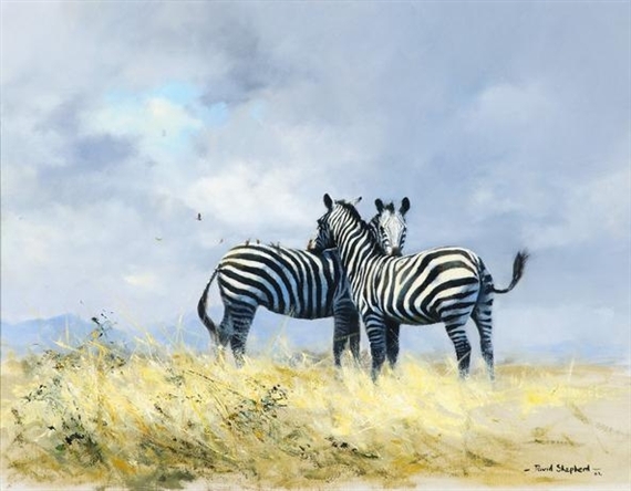 David Shepherd | Tick Birds and Zebras; Young Zebra (1962) | MutualArt