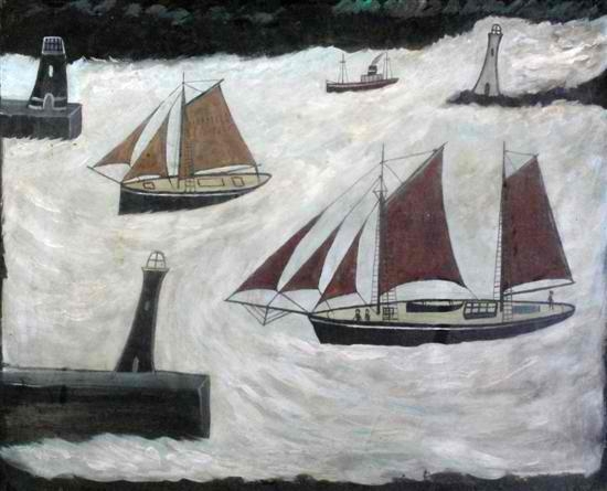 Alfred Wallis | Shipping entering harbour | MutualArt