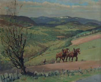 Tom Curr | TWO HORSES IN A FIELD | MutualArt