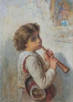 Joseph Bouvier | Boy playing the pipe | MutualArt