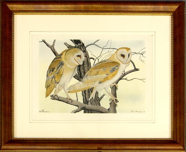 Rex Brasher | 2 Works : Pair of Snowy Owls, #365 ; Pair of Horned Owls ...