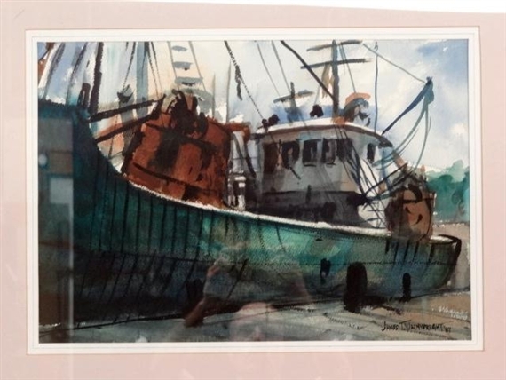 James T. Wainwright | Gloucester scene of a fishing boats at dock ...