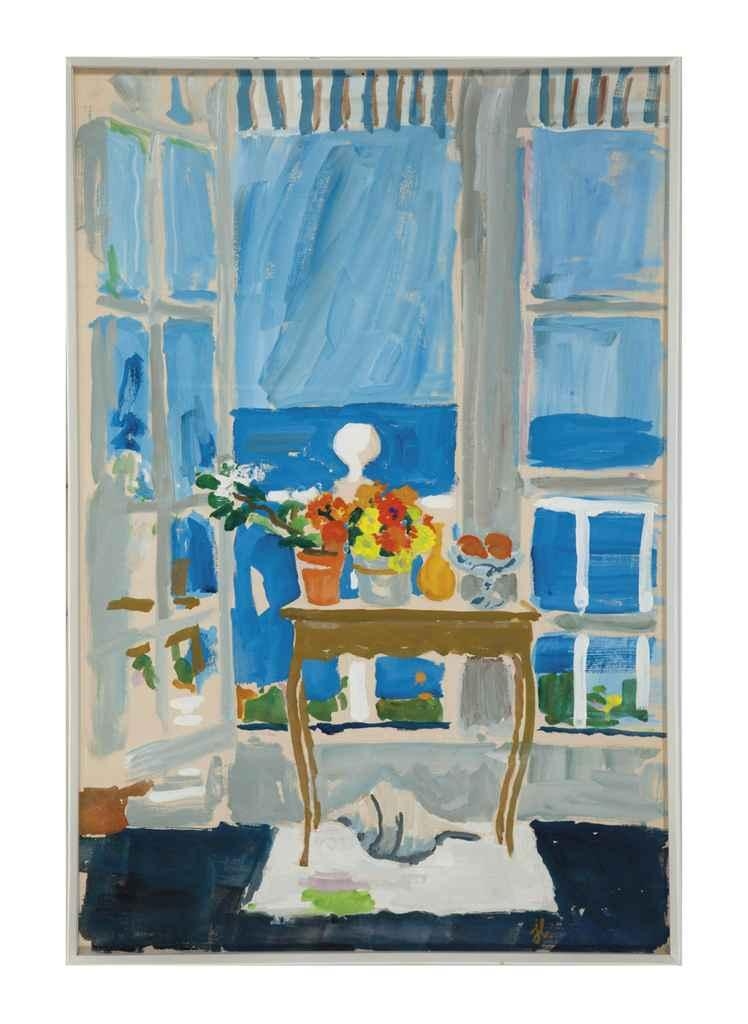 John Botz | Untitled (Still life of flowers on a table in front of an ...