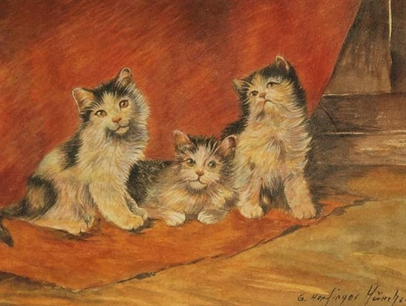 Gunther Hopfinger | Three kittens | MutualArt