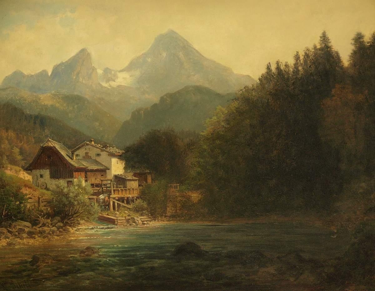 Ludwig Skell | Mühle bei Berchtesgaden md Watzmann | MutualArt