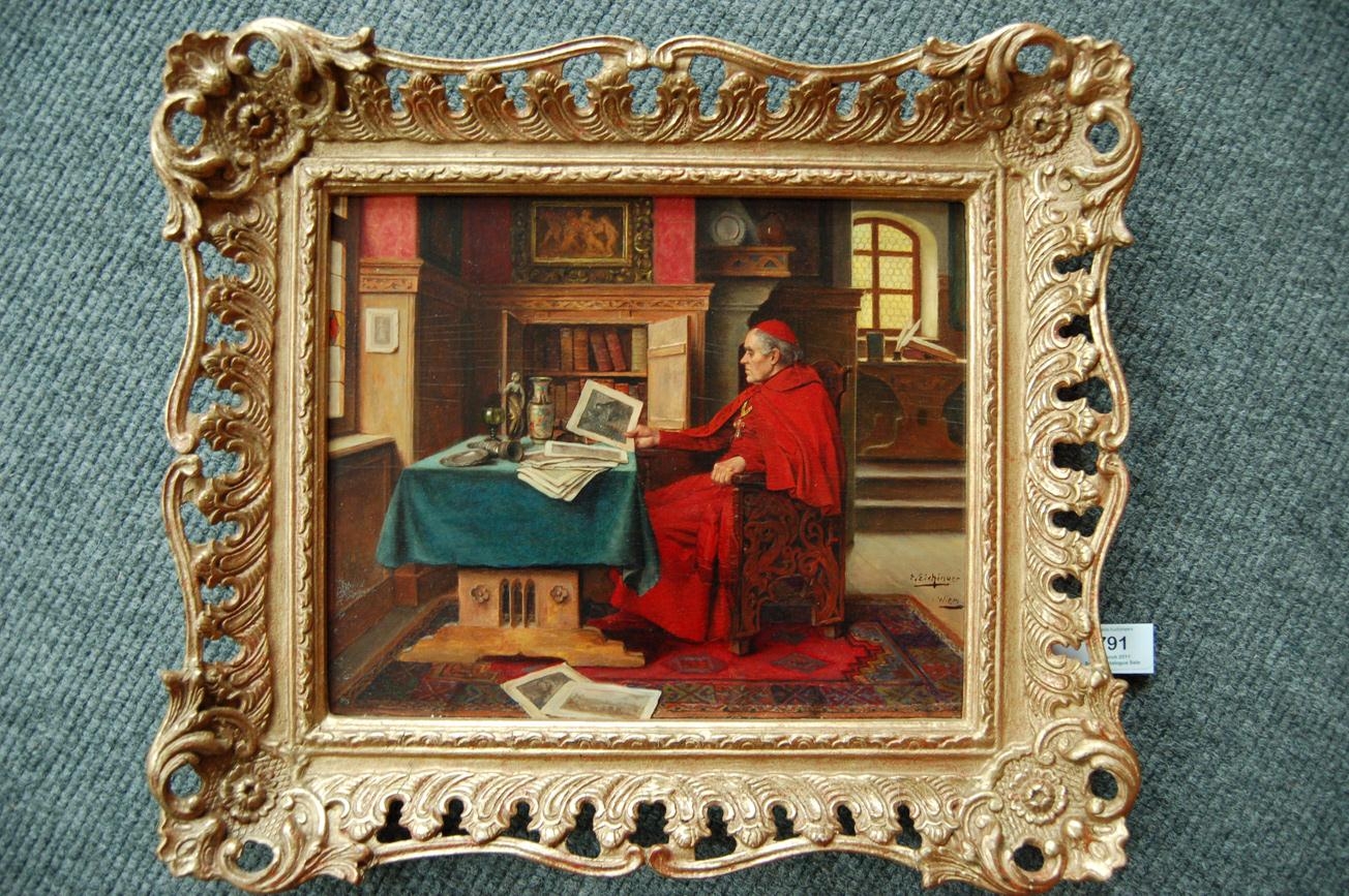 Erwin Eichinger | Study of a monk seated full-length holding a violin ...