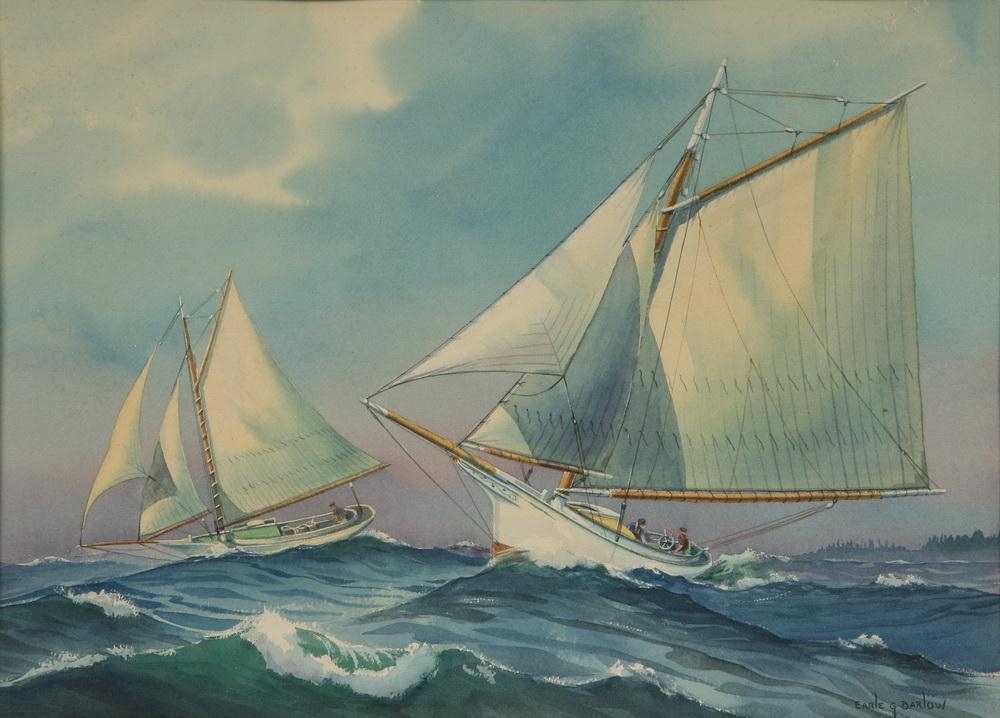 Earle G. Barlow | Friendship Sloops in the Chops Off Pemaquid Point ...