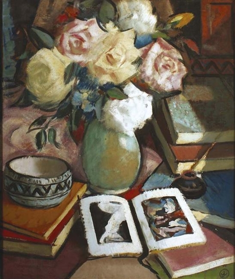 John Weeks | Still Life with Roses and Open Book | MutualArt