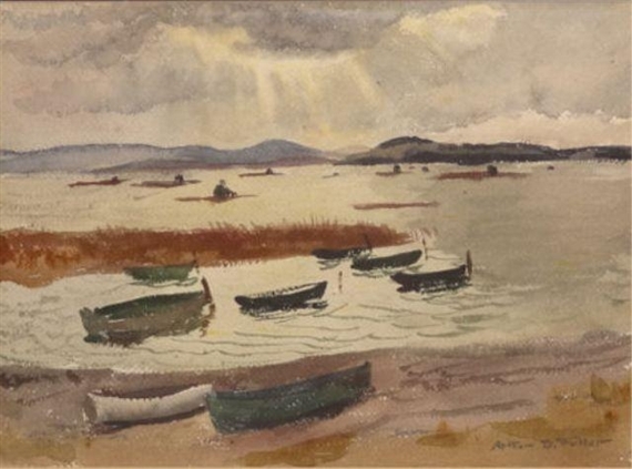 Arthur Davenport Fuller | Watercolor of Boats | MutualArt