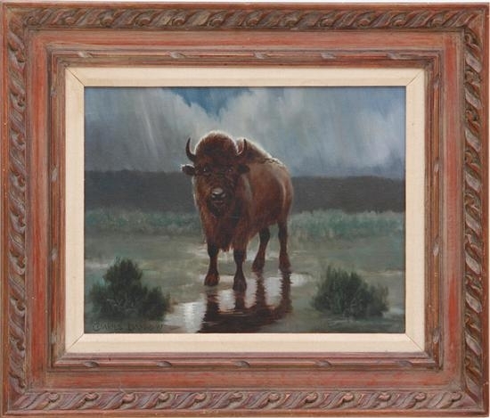 Charles Damrow | BISON IN MOONLIT LANDSCAPE | MutualArt