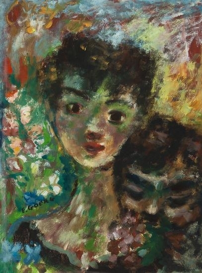 Edouard Joseph Goerg | Portrait of 2 Girls on a Floral Ground | MutualArt