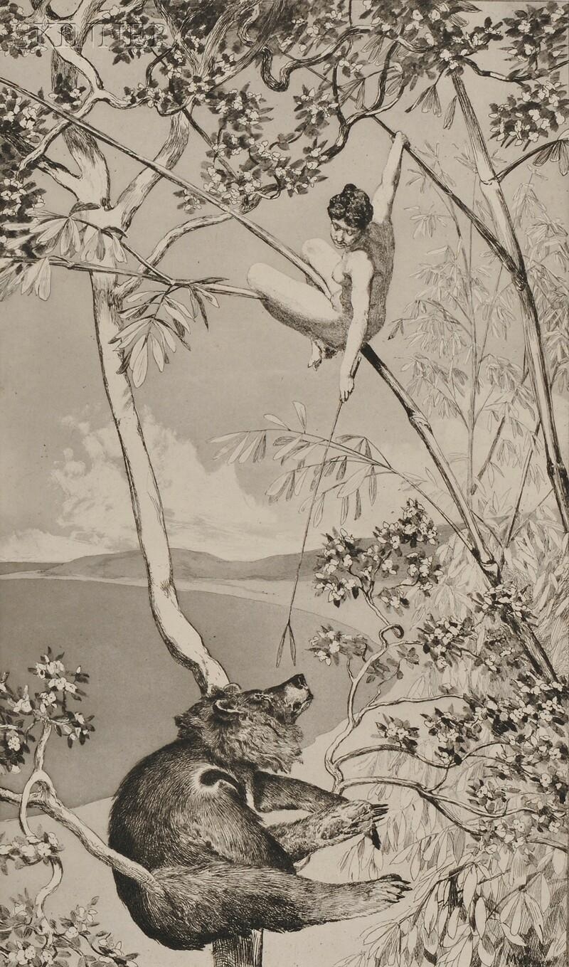 Max Klinger | Pursued Centaur (Singer 54 ii/II) (1881) | MutualArt