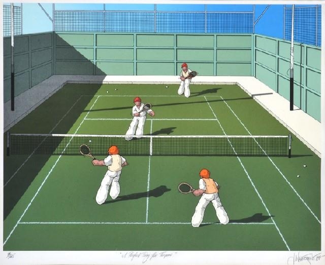 James Willebrant | A Perfect Day for Tennis | MutualArt