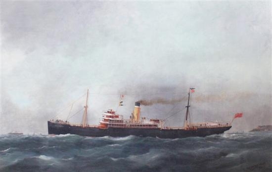 Édouard Marie Adam | Ship portrait of the SS City of Karachi | MutualArt