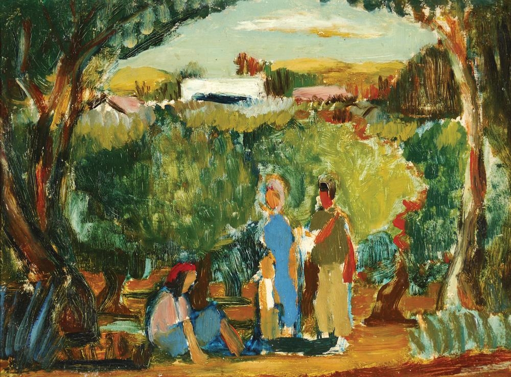 Yohanan Simon | Figures in Gan Shmuel Kibbutz (1940) | MutualArt