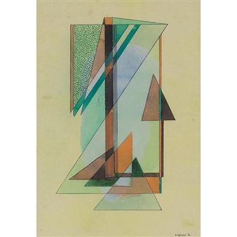 Thomas Eldred | Modernist Compositiion with Green, Rose and Red (1941 ...