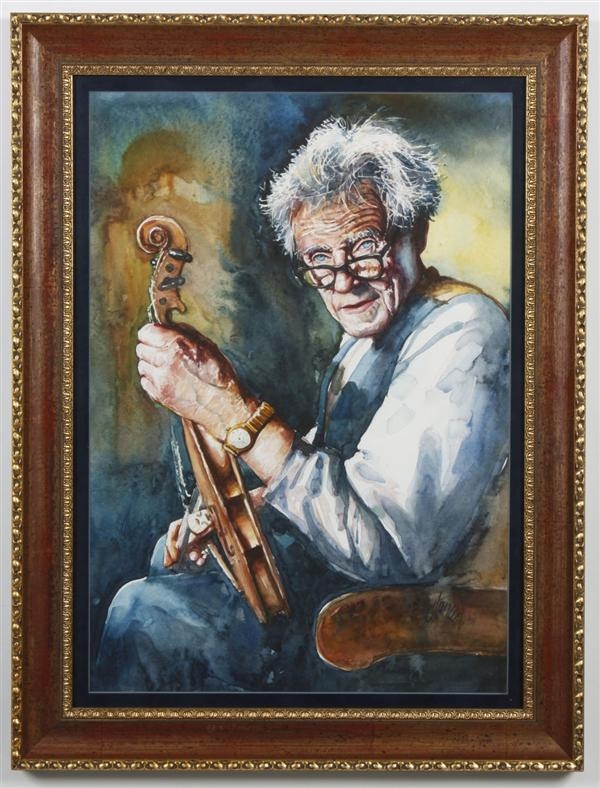 Atanur Dogan | Portrait of seated man holding violin (2001) | MutualArt