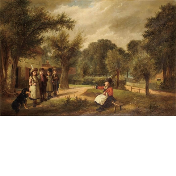 Reuben Hunt | Children Playing Soldier (1892) | MutualArt