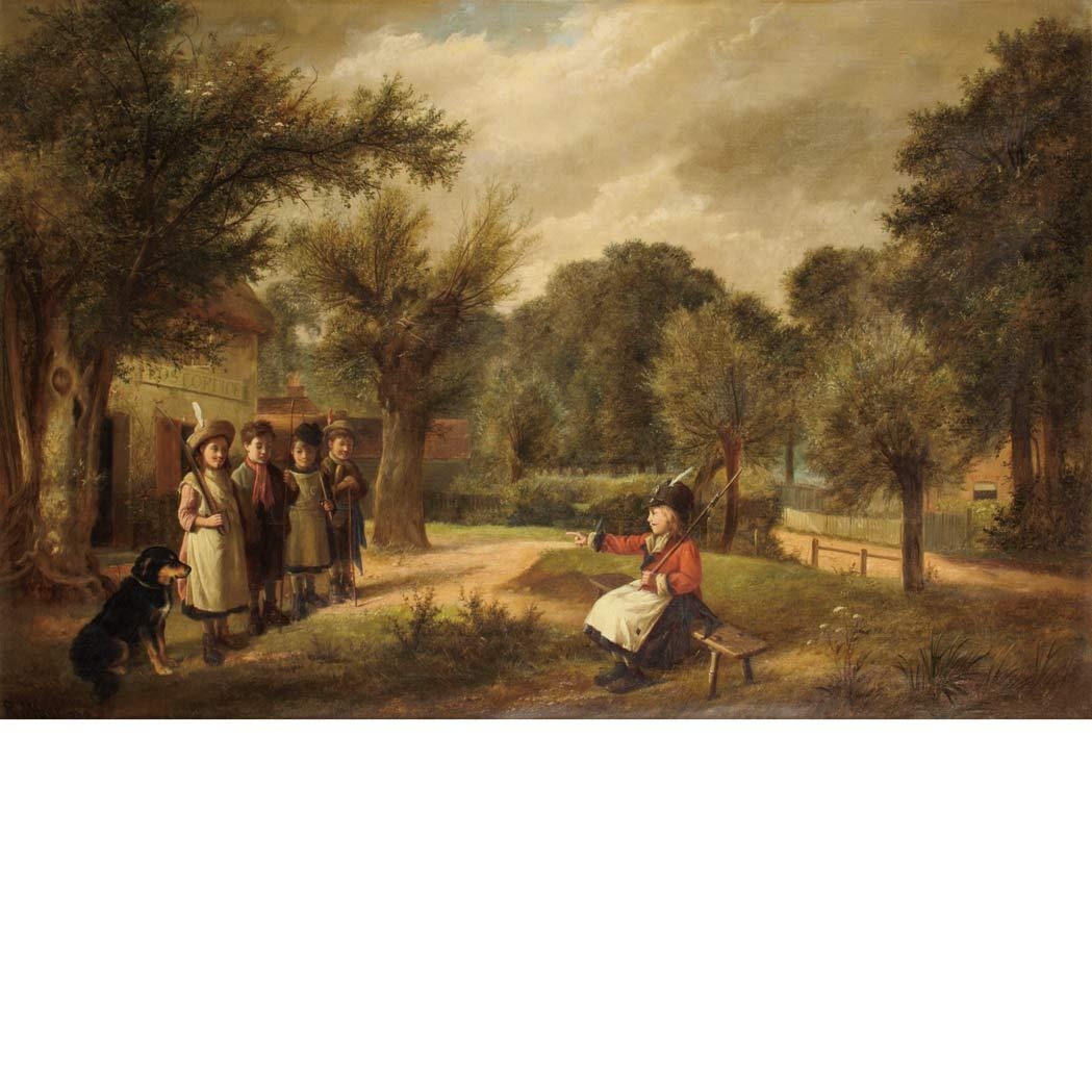 Reuben Hunt | Children Playing Soldier (1892) | MutualArt