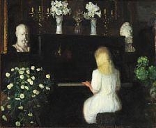 Anna Kirstine Ancher | The painter's daughter Helga at the piano in the ...