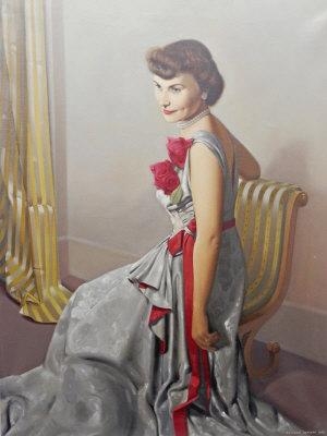 Malcolm Haylett | Portrait of Lady Olive Hamilton seated wearing a grey ...