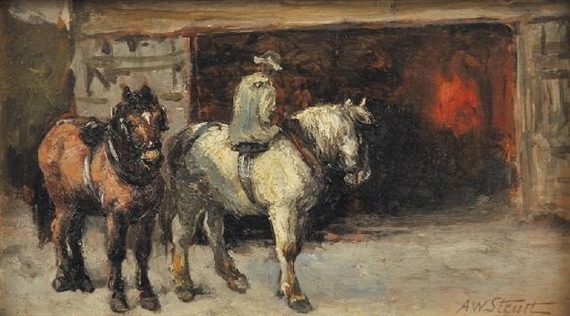 Alfred William Strutt | Visiting the Blacksmith | MutualArt