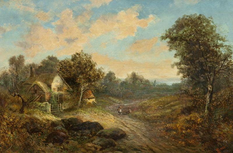 William Stone | Family on a Path by a Country Cottage | MutualArt