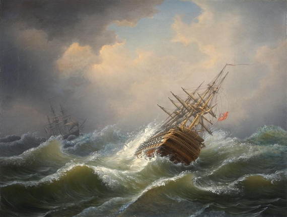 Albert de Marées | SHIPS ON A STORMY SEA | MutualArt