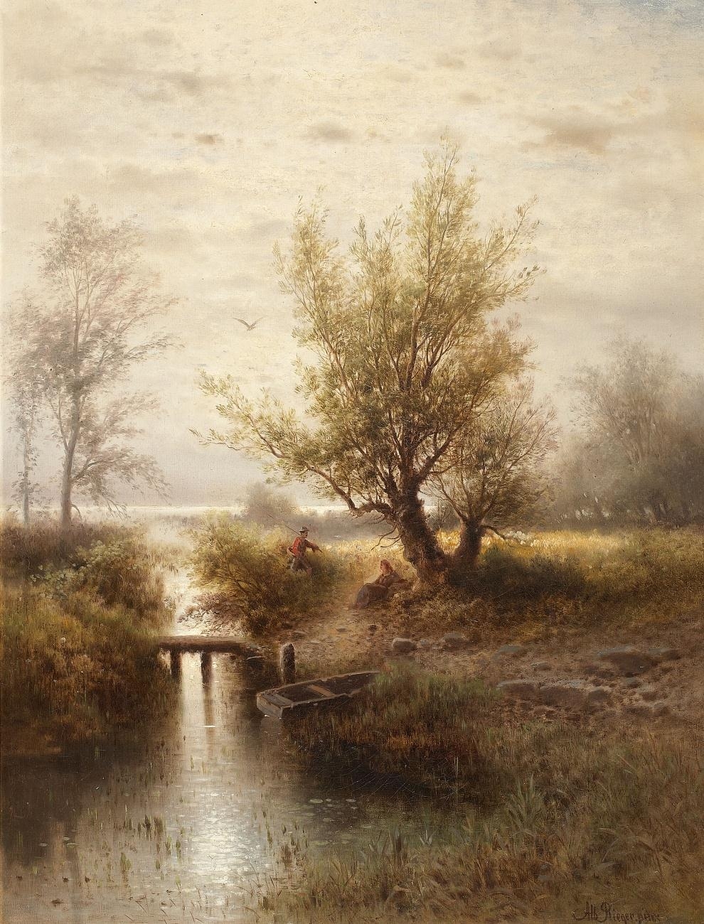 Albert Rieger | STREAM WITH ANGLER | MutualArt