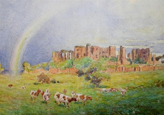 James Edward Duggins | Kenilworth Castle under a rainbow with cattle ...