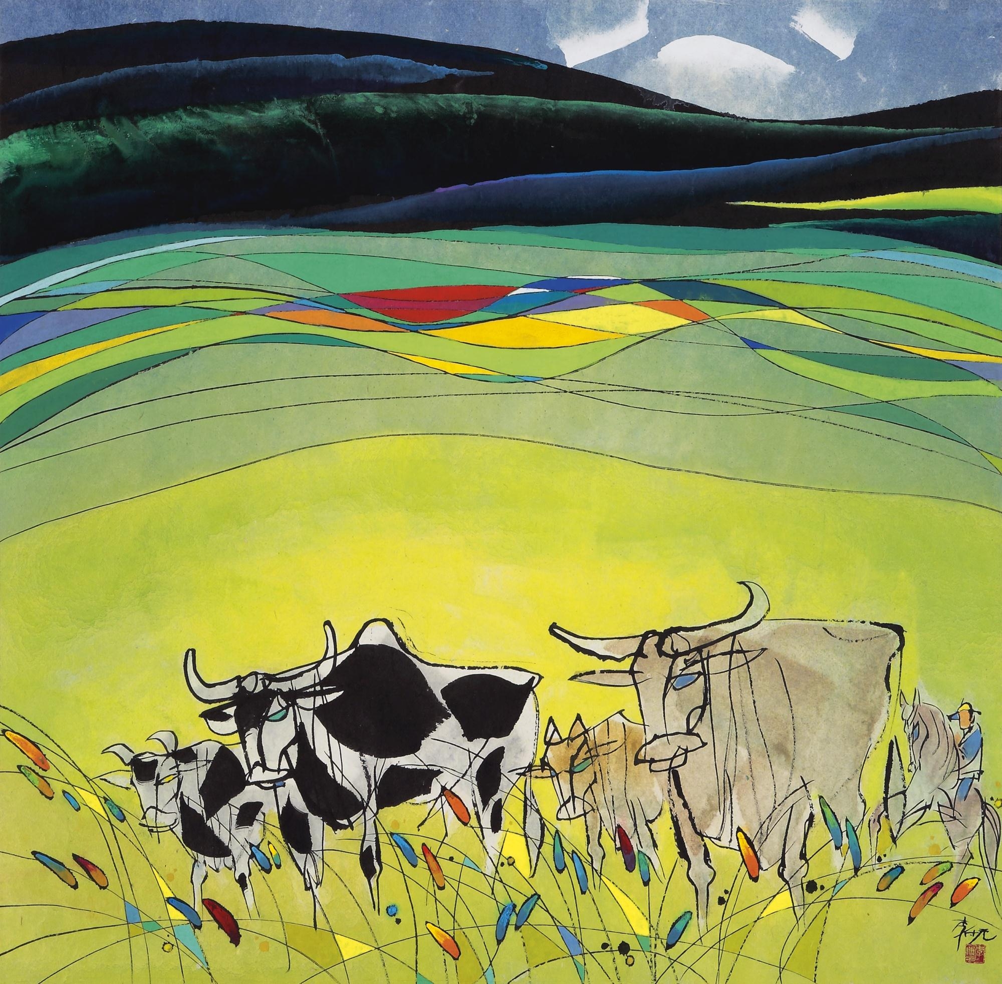 Li Fuyuan | Cattle At Foothill | MutualArt