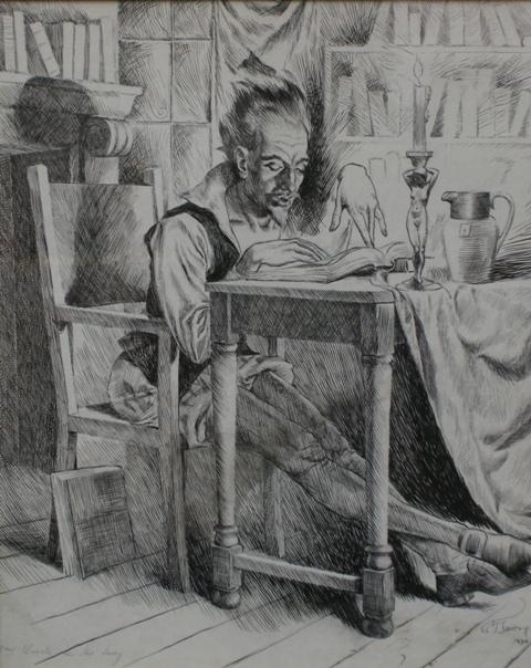 John Santry | Don Quixote in his Study (1930) | MutualArt