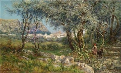 Giuseppe Ferrari | View of the Town of Capri as seen from Tragara ...