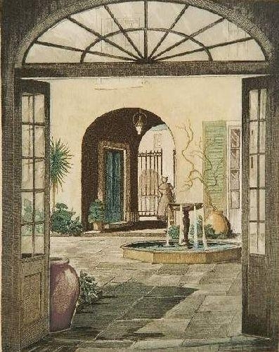 Leon Rene Pescheret | New Orleans Patio (1940) | MutualArt
