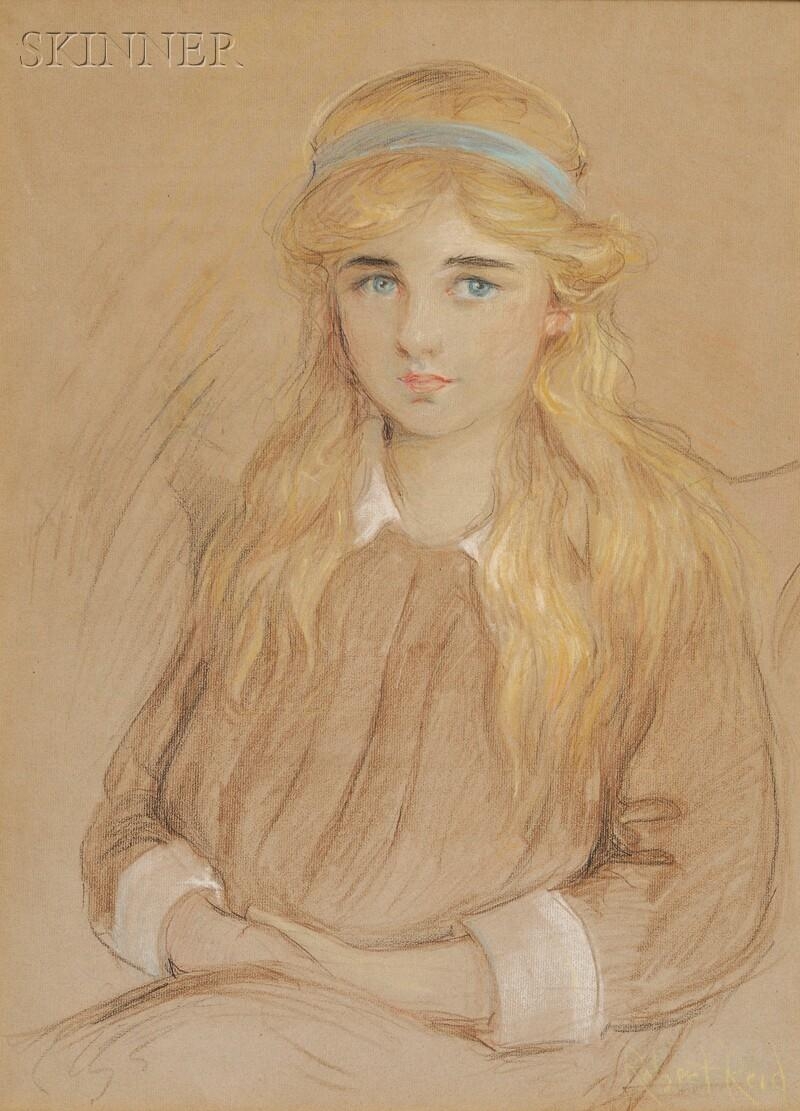 Robert Reid | Portrait of a Girl with a Blue Headband | MutualArt