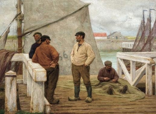 Edgard Farasyn | Vissers op Het Staketsel te Zeebrugge | MutualArt
