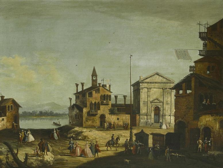 Francesco Albotto | A Venetian veduta with strolling figures | MutualArt