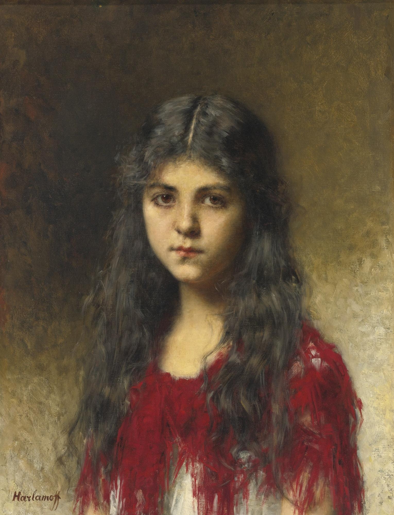 Alexej Harlamoff | PORTRAIT OF A YOUNG GIRL | MutualArt