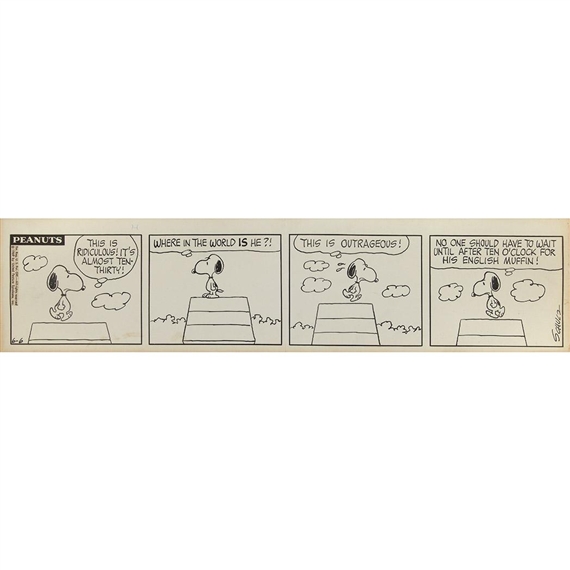 Charles Schulz | Original Drawing for a Peanuts Four-Panel Strip ...