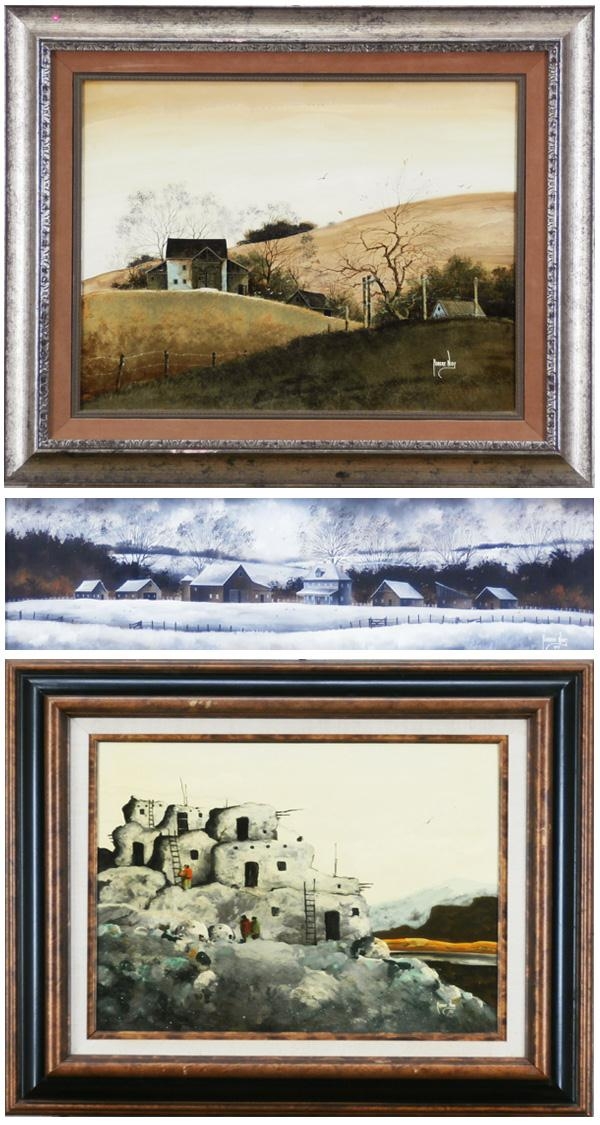 Robert Nidy | 3 WORKS: FIELDS OF BROWN; PUEBLO & NEW ENGLAND LANDSCAPE ...