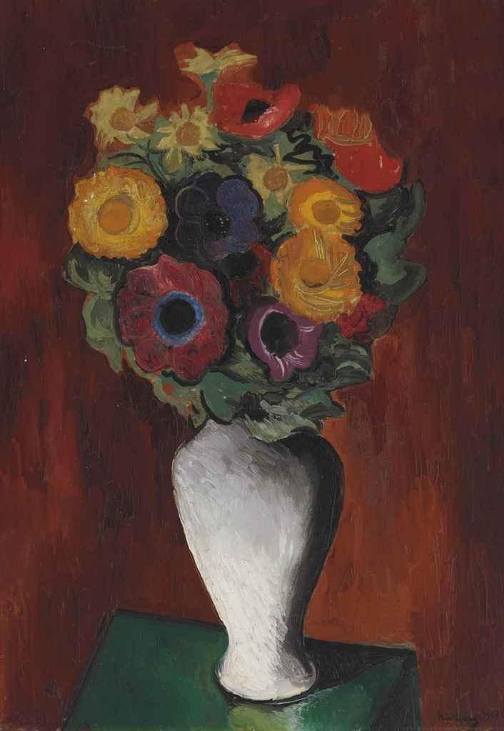 Moïse Kisling | Vase de tulipes roses | MutualArt