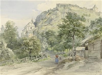 Joseph Höger | A landscape with a wood by a pond | MutualArt