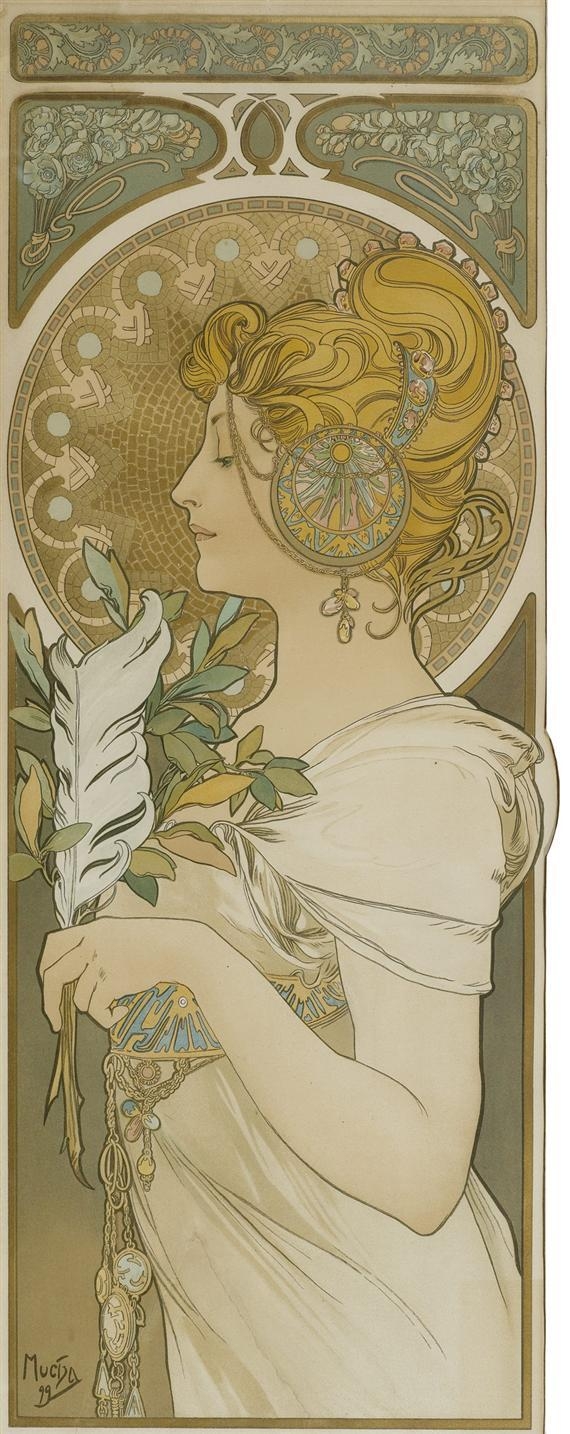 Alphonse Mucha | 4 works: Moonlight; Polar Star; Morning Star; Evening ...