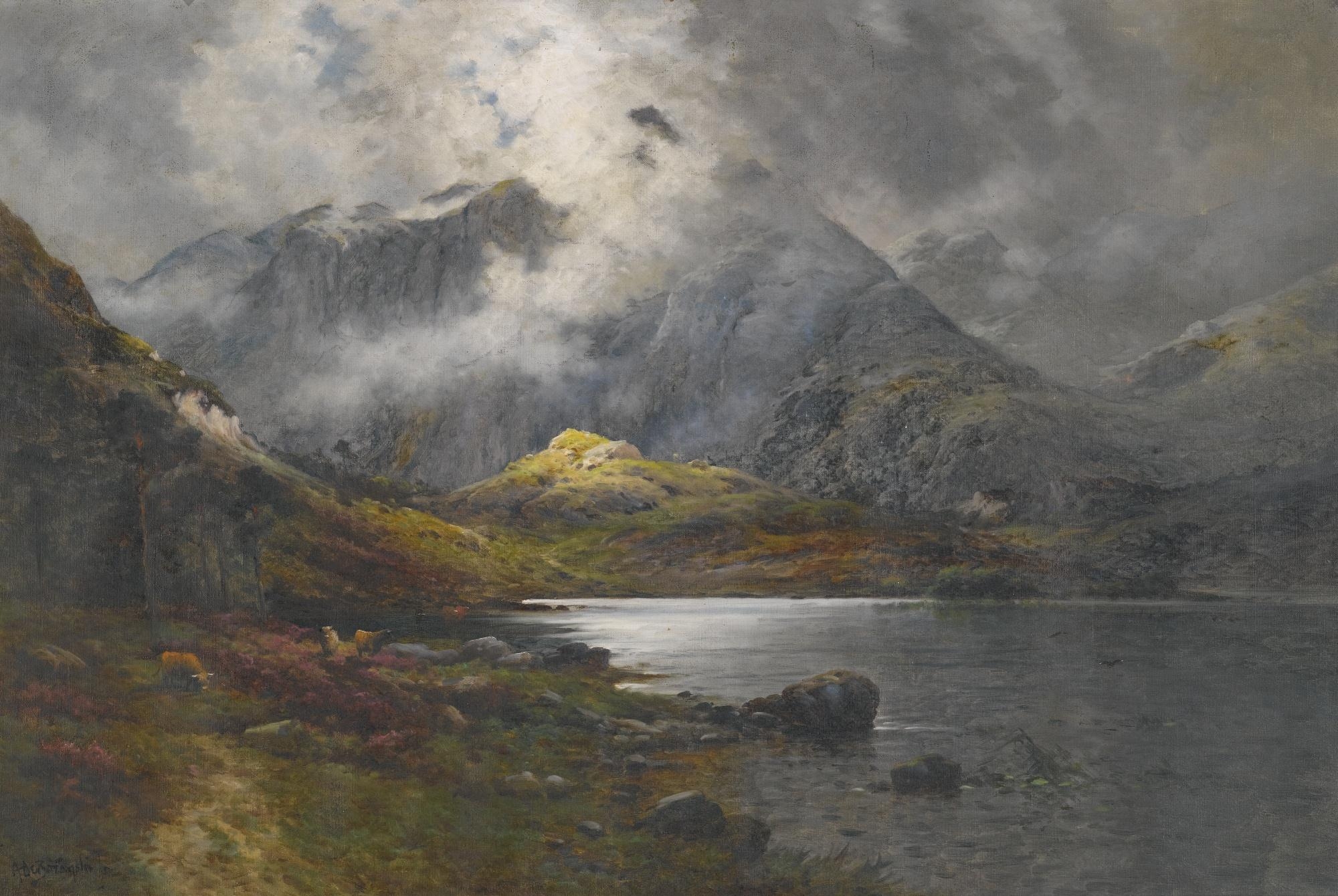 Alfred de Breanski Jr. | A view of Lake Coniston and The Old Man, Lake ...