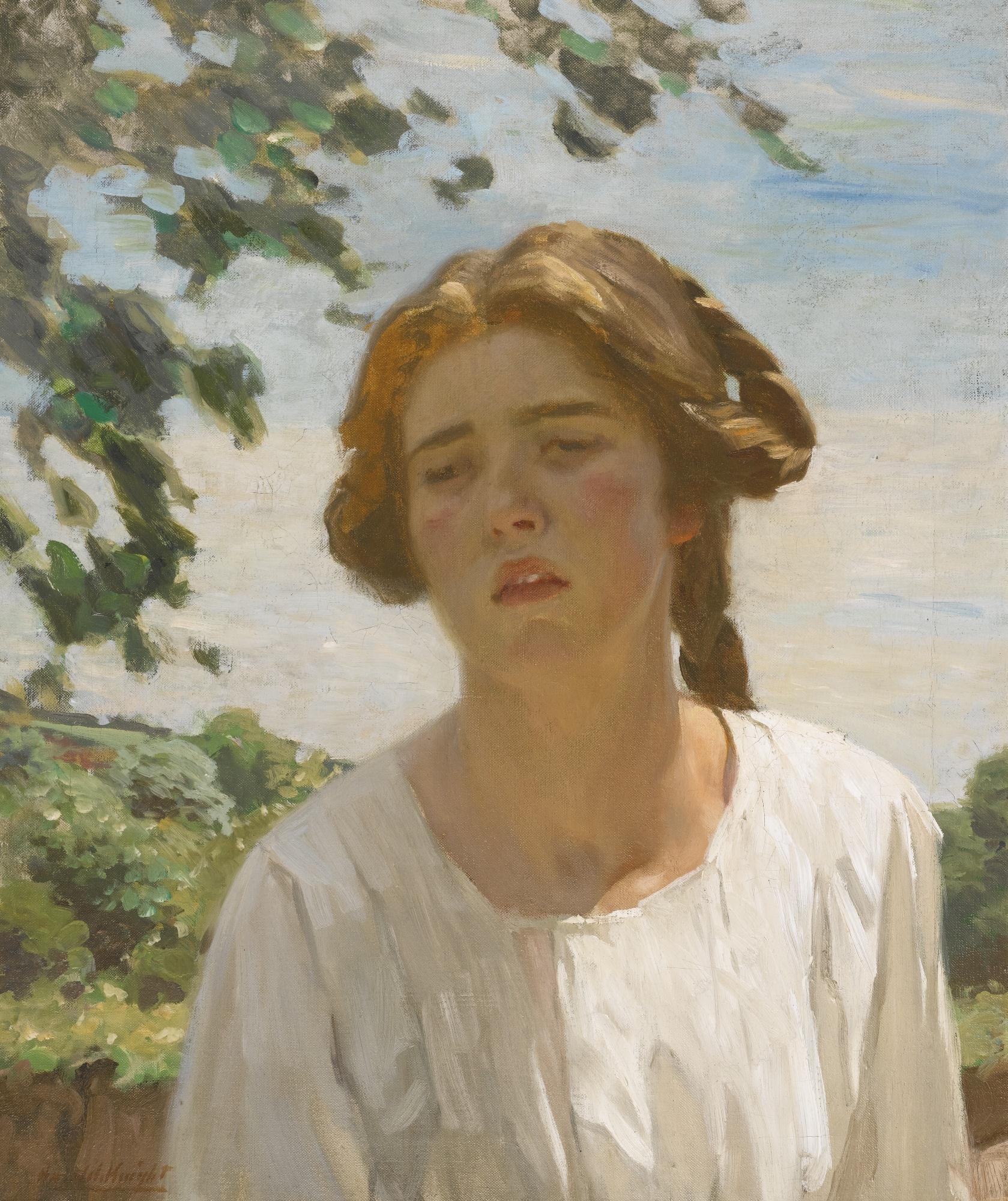 Harold Knight | Portrait of Dame Laura Knight sketching | MutualArt